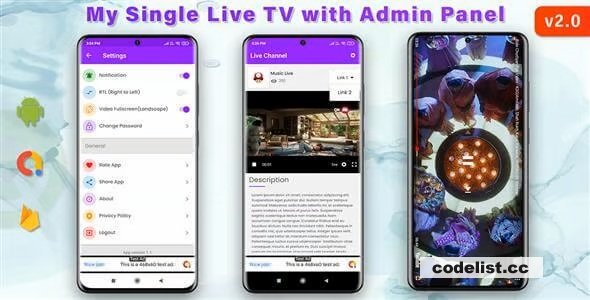 My Single Live TV v2.0 - Android App with Admin Panel » Premium Scripts ...